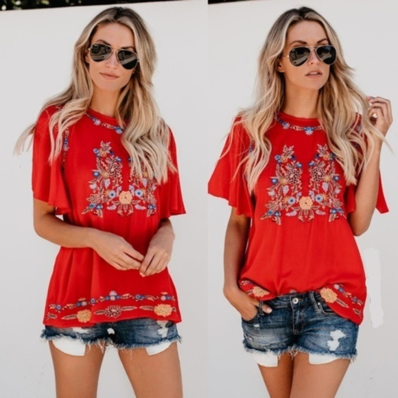 Glam Girl Fashion | Tops | Nwt Two Left Oh So Gorgeous Embroidered Top ...